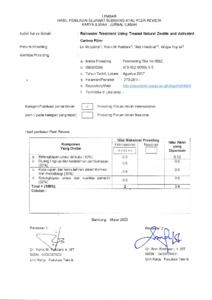 Rainwater Treatment Using Treated Natural Zeolite and Activated Carbon Filter - repo unpas
